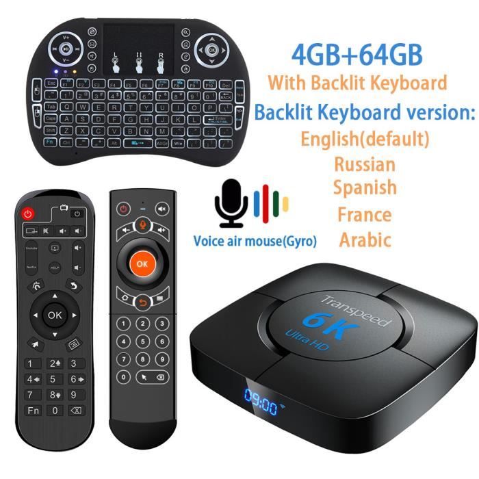 MEDIA STREAMER,64g Voice Keyboard Transpeed Boîtier TV avec Lecteur ...