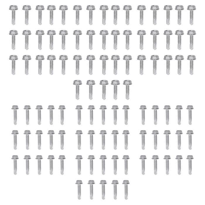 HURRISE Vis perceuses hexagonales 100 vis autoperceuses 4.2x19mm 4.8x19mm 401 vis ...