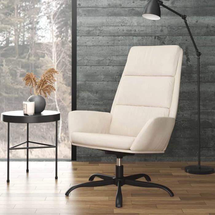 KEENSO Chaise de relaxation Crème Velours KN005 - Cdiscount Maison