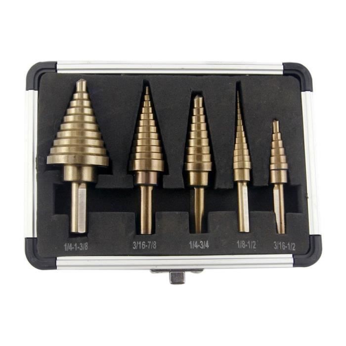Foret étagé 5 pièces dans une boîte en aluminium foret d'alésage de ...
