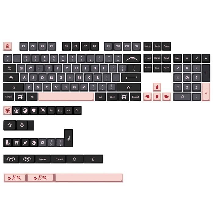 132 Touches NightSakura Keycap Pbt XDA Keycaps pour Dz60-RK61-Gk64-68 ...