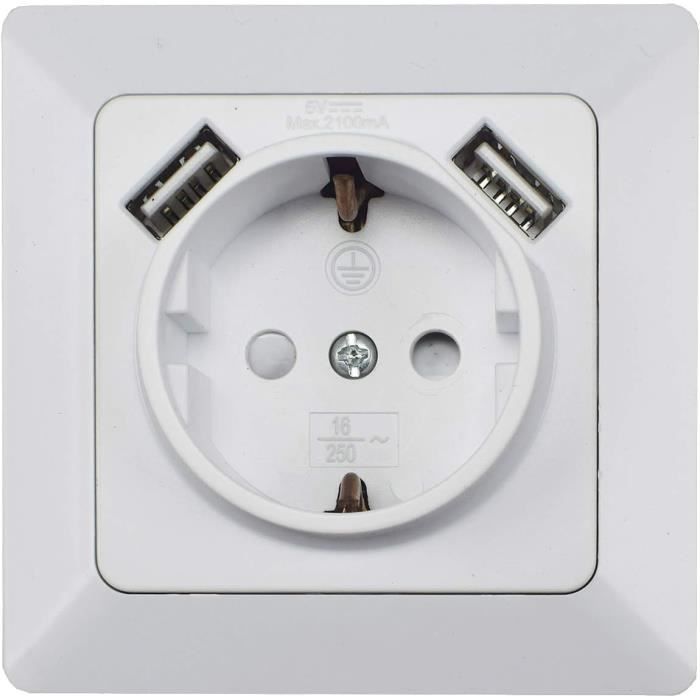 Milos Prise Encastrable Avec 2 Prises Usb Avec Contact De Protection ...