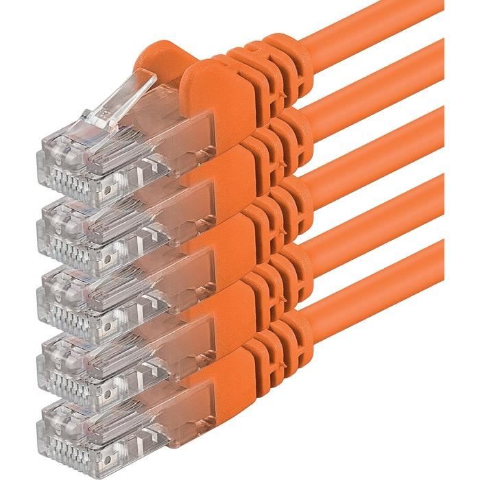 1M Cat 6 Câble Réseau Ethernet Cat6 Lan Rj45 8P8C 1Gbps Orange - 5 ...