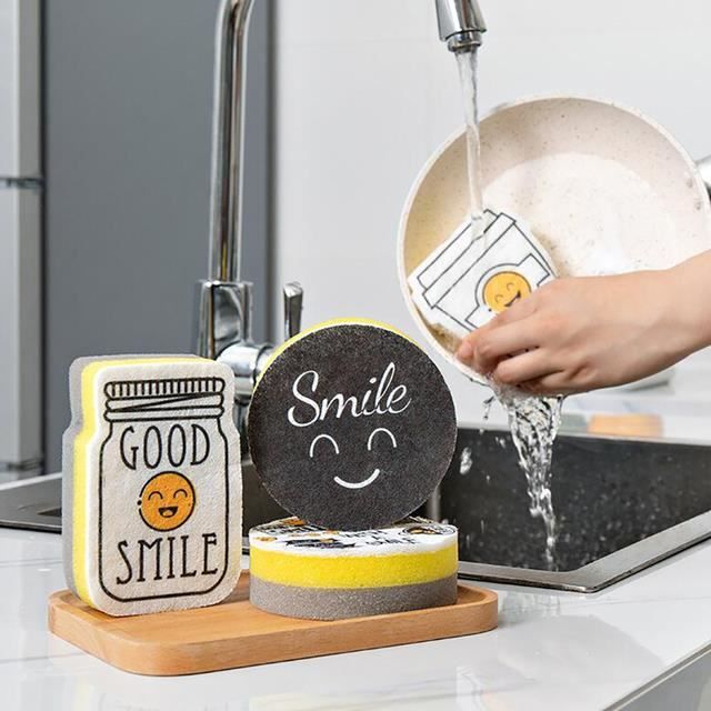 EPONGE - TAMPON A RECURER,--Éponges de nettoyage smiley 4 pièces ...