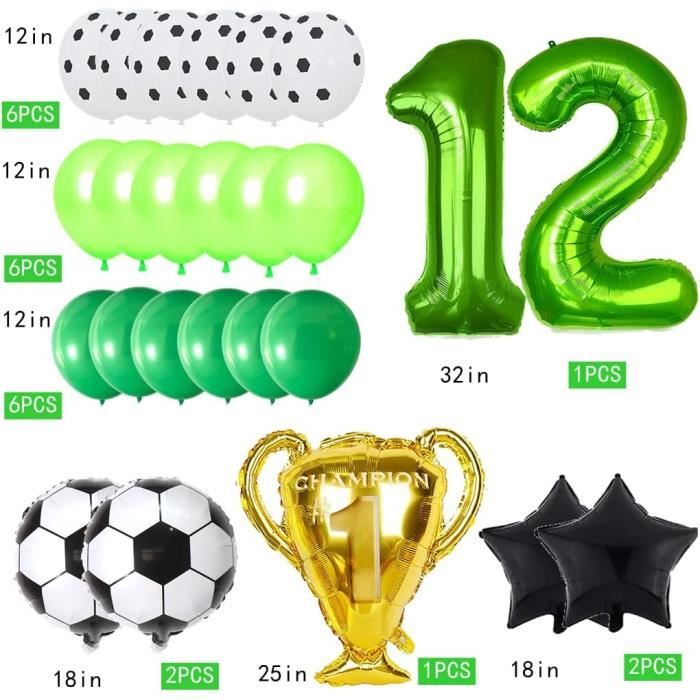 Football Décoration Anniversaire 12 Ans Enfant Garcon Ballons Vert ...