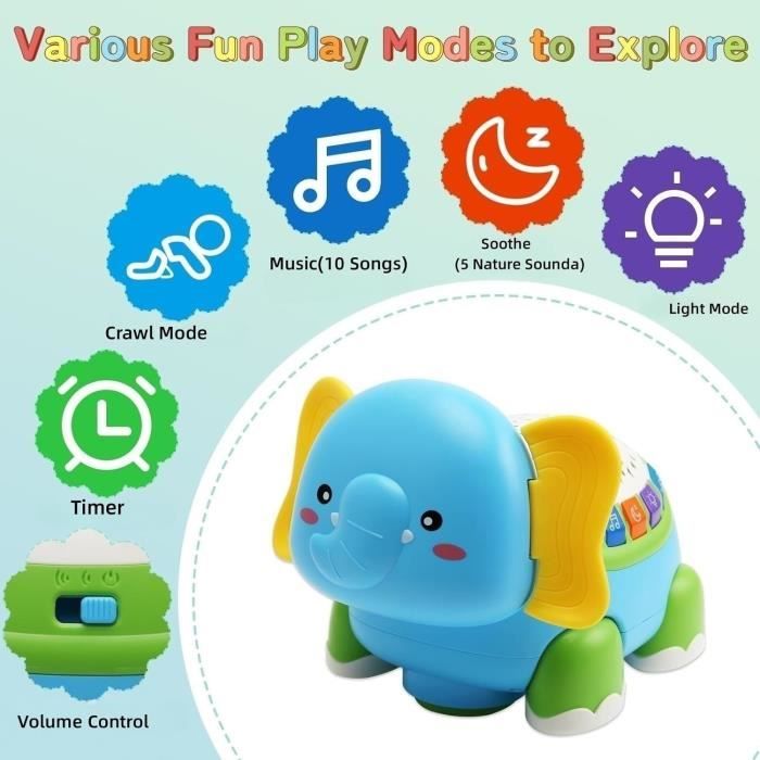 Jouet Bébés 1 an, Jouet musical Bébé, Jouet de Éléphant Rampant avec ...