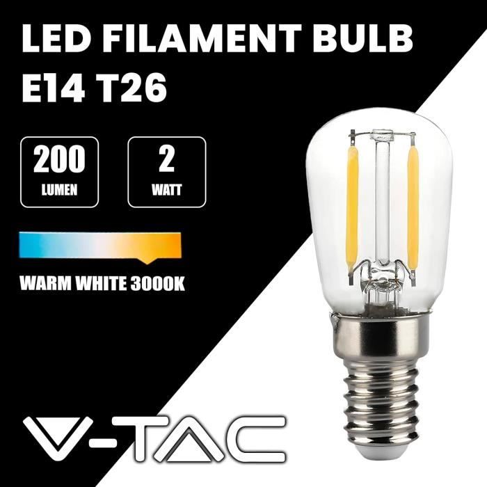 2x Ampoule LED Filament T26 pour Réfrigérateur et Lampes - Culot E14-2W ...