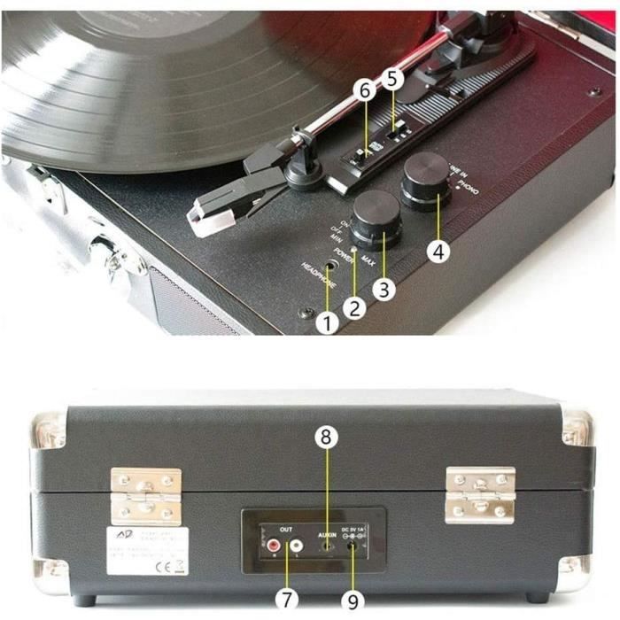Lecteur de Vinyle Vintage, Platine Vinyle Portable, Tourne-Disque, avec ...
