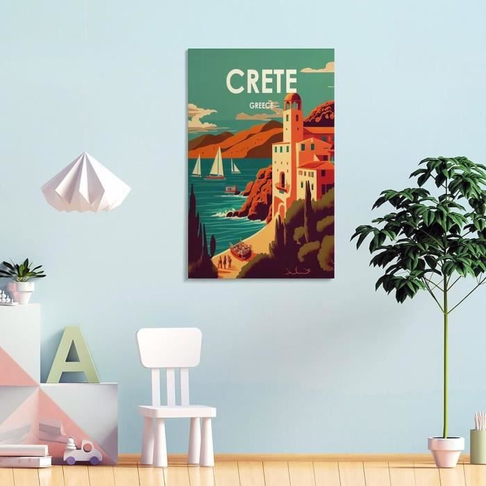 Crète Grèce - Poster De Voyage Vintage - 20 X 30 Cm Impression Sur ...
