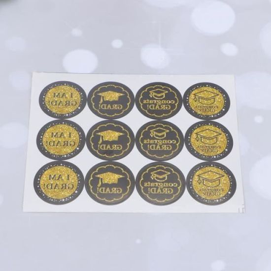 24 feuille - 288 pcs thème de graduation autocollants forme ronde ...