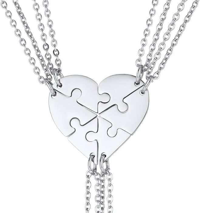 Collier Coeur Séparable à Personnaliser Pendentifs Puzzle 2/3/4/5/6 ...