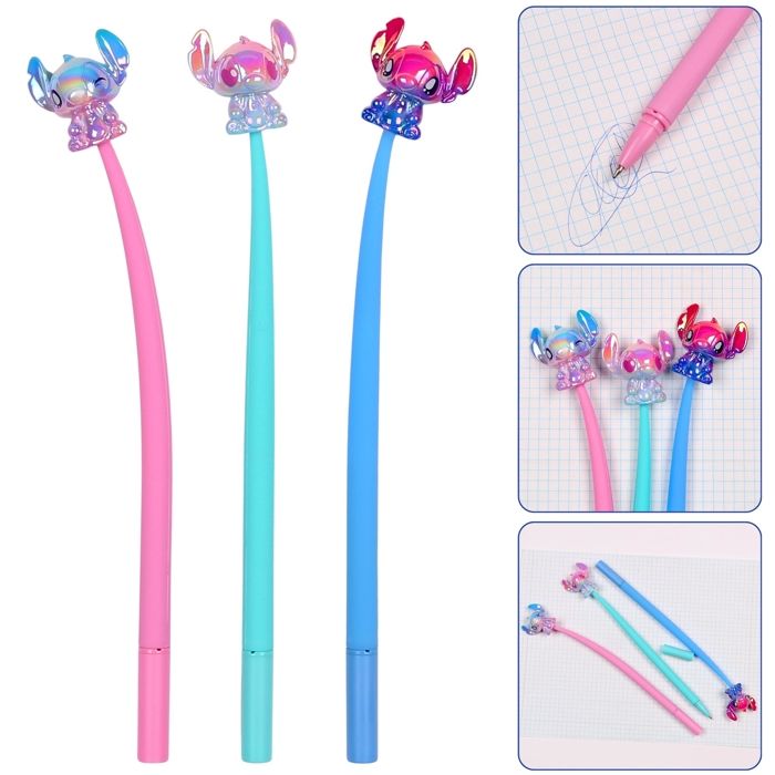 DISNEY Stitch Stylo gel, silicone avec figurine, encre bleue, effaçable ...