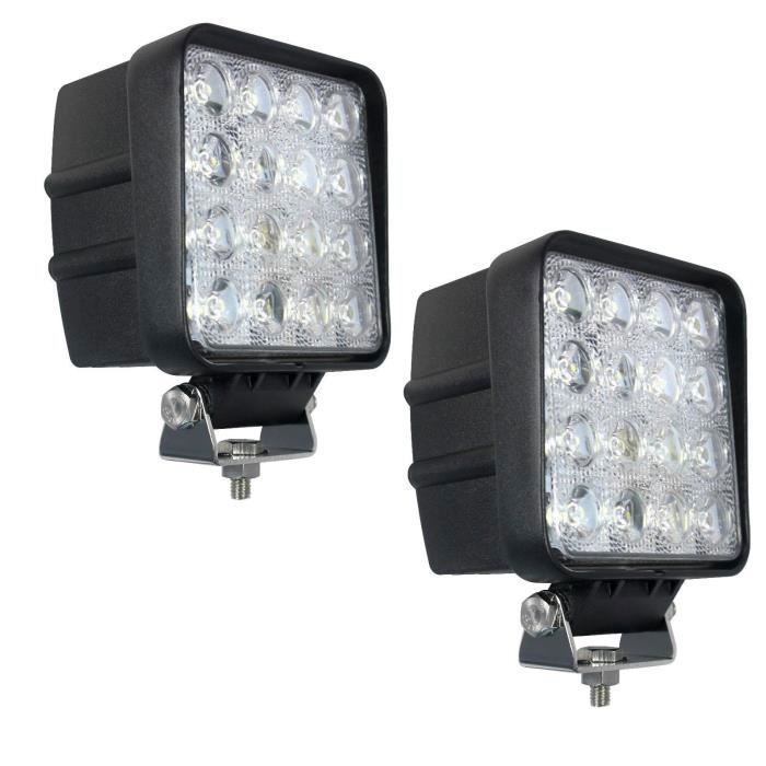2 Phares de Travail LED 12V 24V 48W Projecteurs Feux Spot Longue Portée ...
