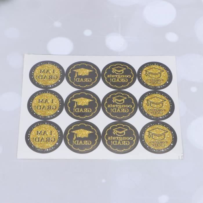 24 feuille - 288 pcs thème de graduation autocollants forme ronde ...