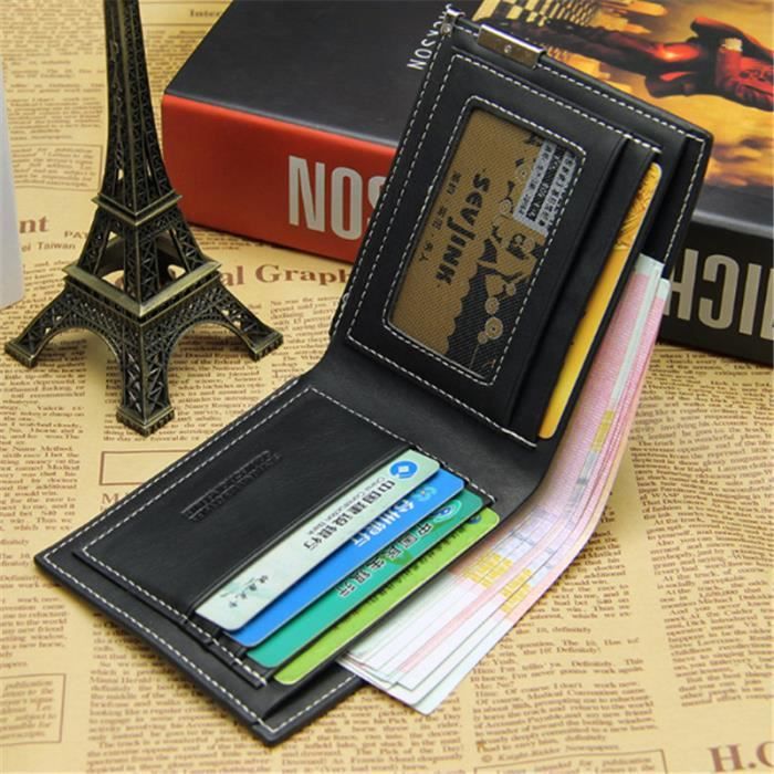 Portemonnaie homme grand noir portefeuille homme Marque De Luxe porte ...
