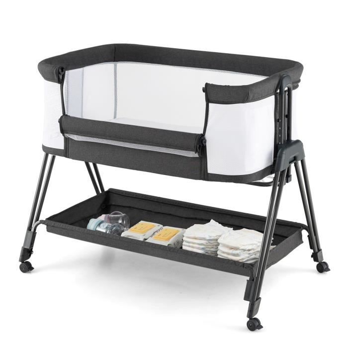 DREAMADE Lit Cododo Berceau Bébé Pliable Portable, Hauteur Réglable ...