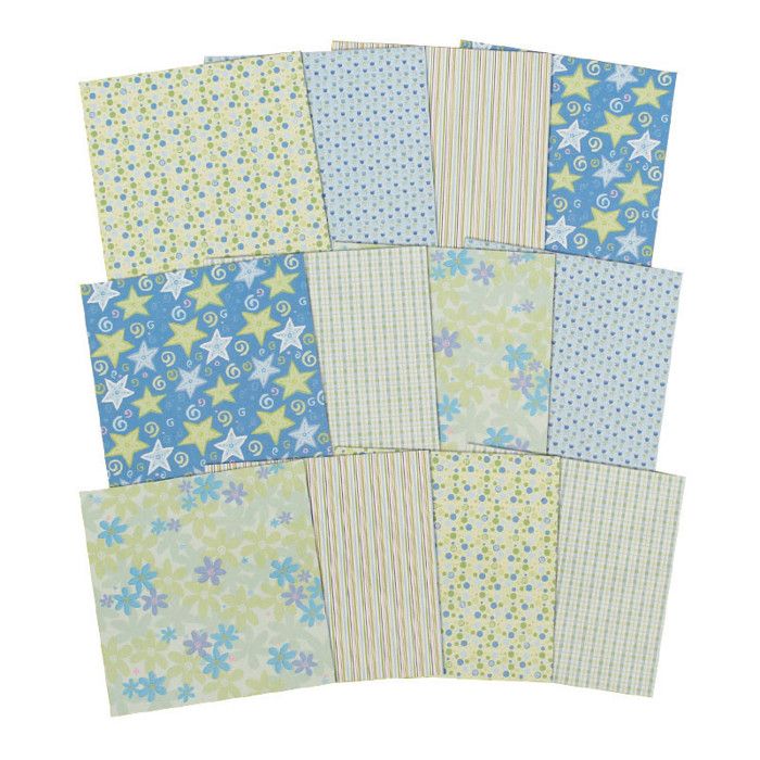 Feuilles de papier - Scrapbooking - Tons bleus - Fleurs - Etoiles - 30 ...