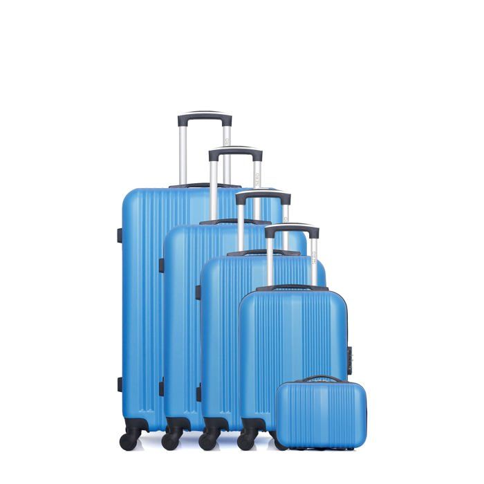 Set de 5 Valises LIPARI-U 75 cm 4 Roues - bleu - HERO