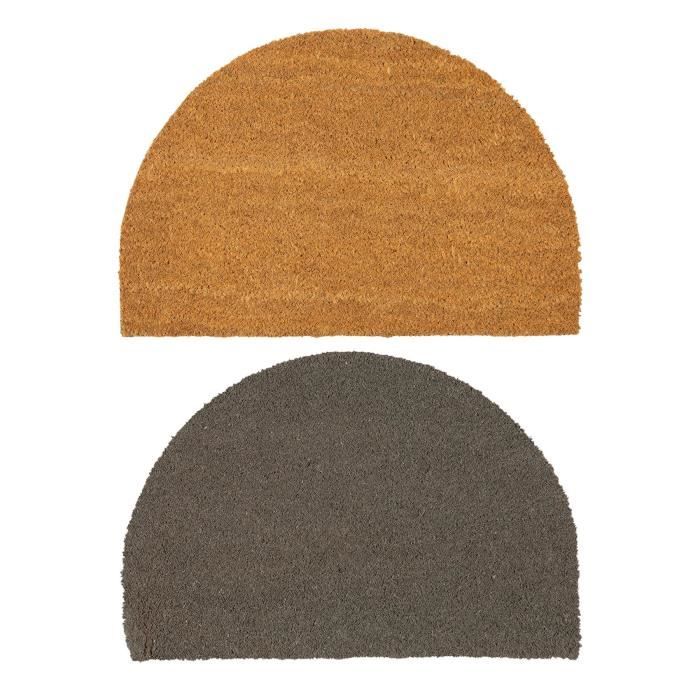 2 Pièces Marron-Gris 60 x 40cm Coco Demi Lune Paillasson Ensemble ...