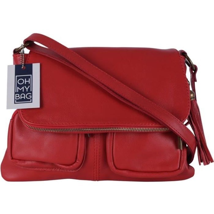 Sac à Main cuir bandoulière femme - Modèle Avril rouge fonce Rouge ...