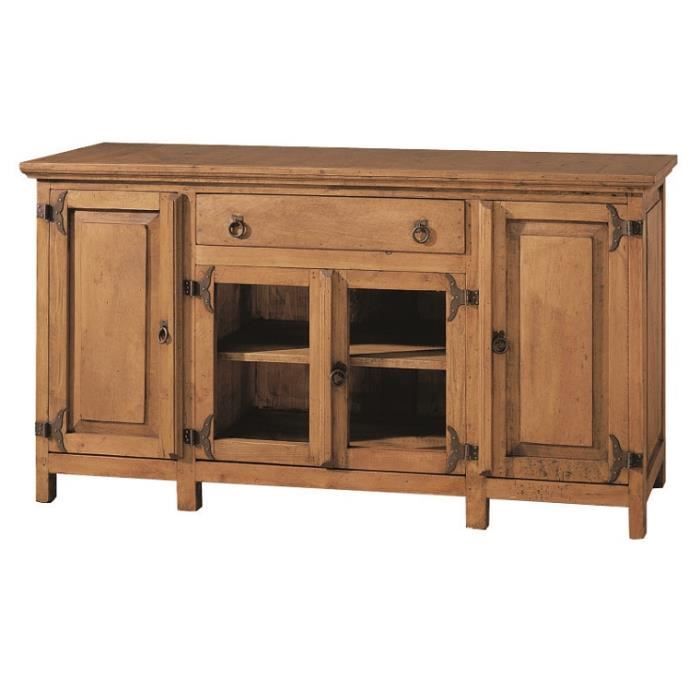 Buffet en pin massif coloris naturel - Longueur 150 x Profondeur 45 x ...