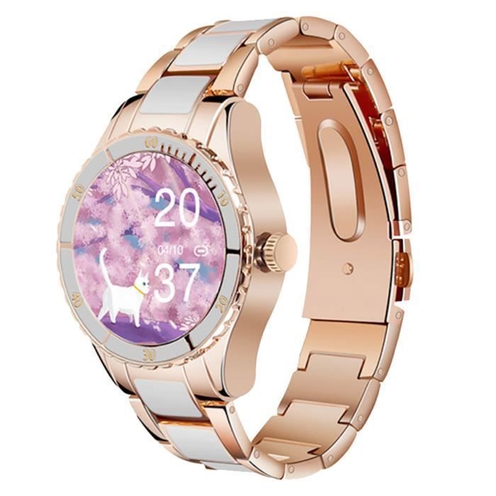 Montre Connectée Femme Rubicon Bracelet Maille Or Rose Céramique ...