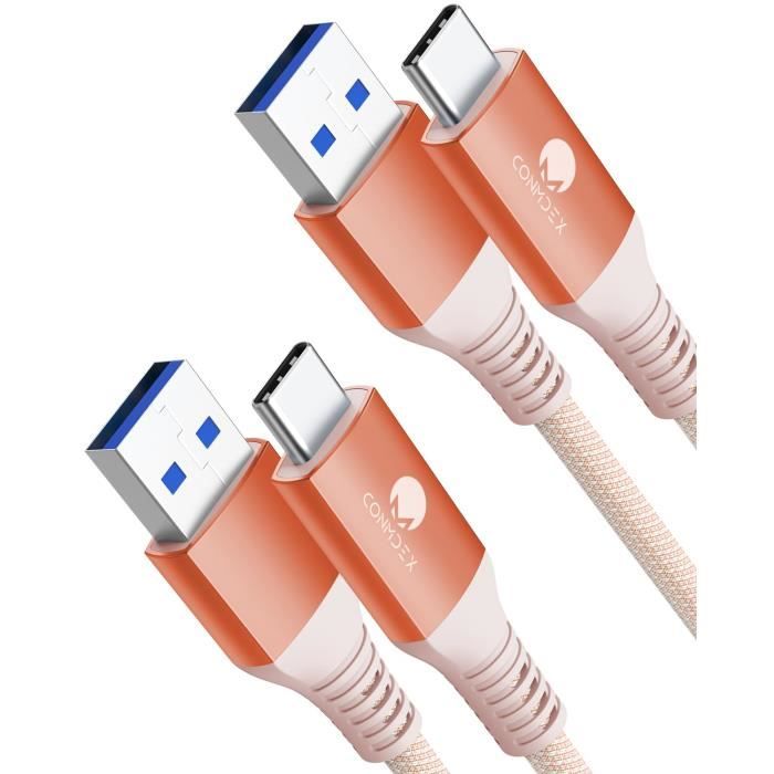 Lot De 2 Câbles Usb C Courts 1M 10Gbps Usb 3.1 Gen2 Type C Android Auto ...