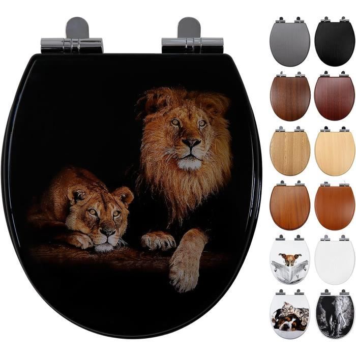 Abattant Wc En Bois Mdf Avec Abaissement Automatique Motif Lion Ovale ...