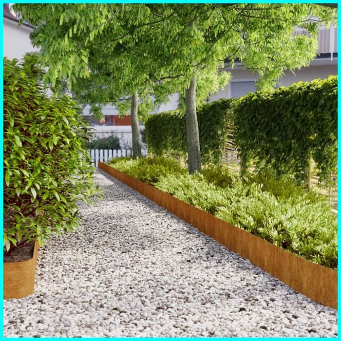 DXBK Bordures de pelouse 10 pcs 20x103 cm acier corten flexible 821894 ...