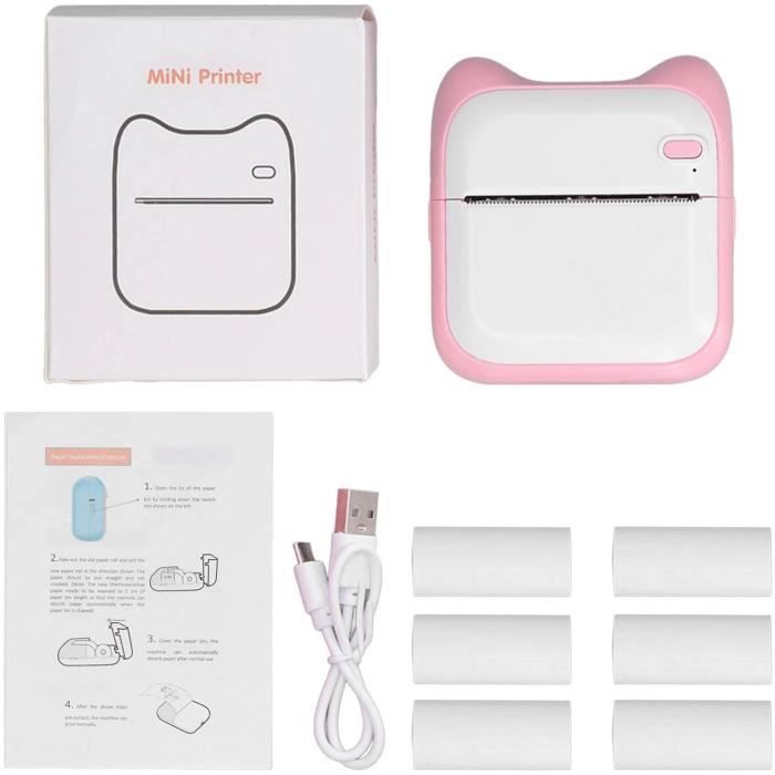 Mini Imprimante Portable, Imprimante Thermique De Poche avec 6 Rouleaux ...