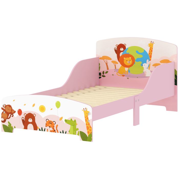 Lit enfant lit au sol enfant motif animal 140 x 70 cm avec sommier à ...