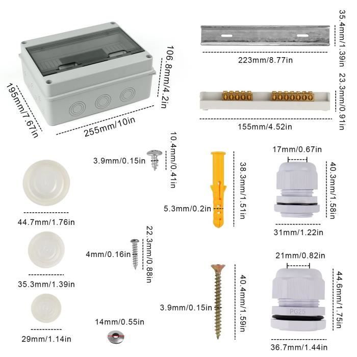 Coffret Electrique Etanche - 3 en 3 en Sortie 255 × 200 × 110mm Coffret ...
