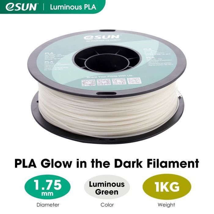 Pla fluorescent filament 1.75mm, imprimante 3d pla glow in the dark ...