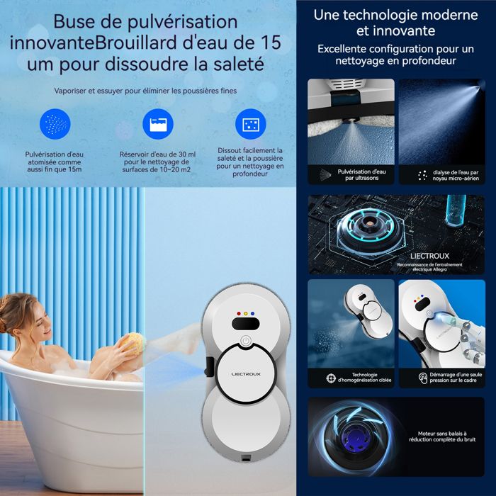 Obot nettoyeur de vitres électrique lave-vitres avec réservoir robot de ...