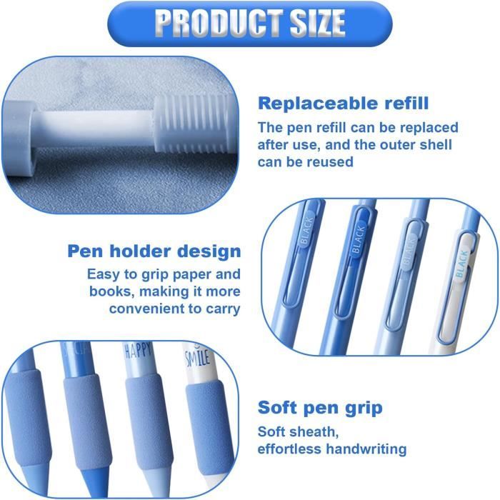 Lot De 4 Stylos À Bille Lisses,Stylos À Bille Avec Pointe Rétractable ...