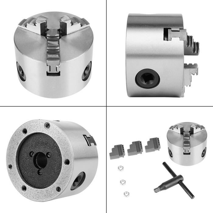 Mandrin de tour YOSOO K11-80 à 3 mors auto-centrant en métal de 80 mm ...