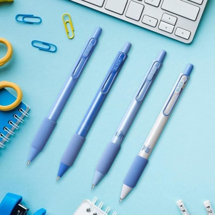 Lot De 4 Stylos À Bille Lisses,Stylos À Bille Avec Pointe Rétractable ...