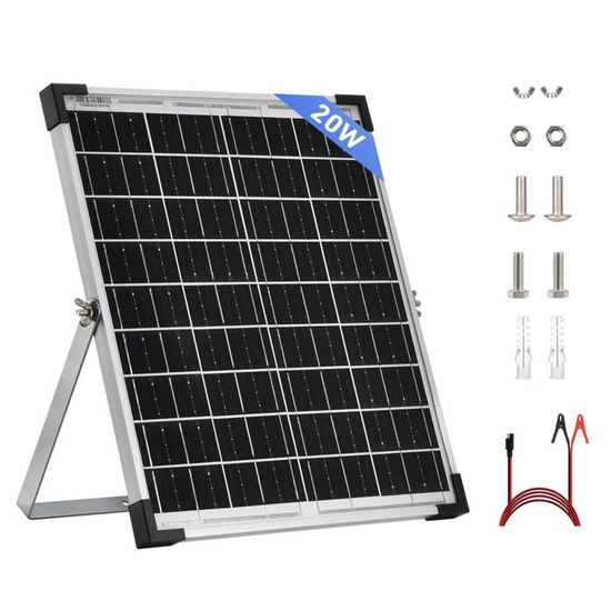 Panneau Solaire 20W Module Monocristallin à Haut Rendement Chargeur de Puissance PV 12V Panneaux ...