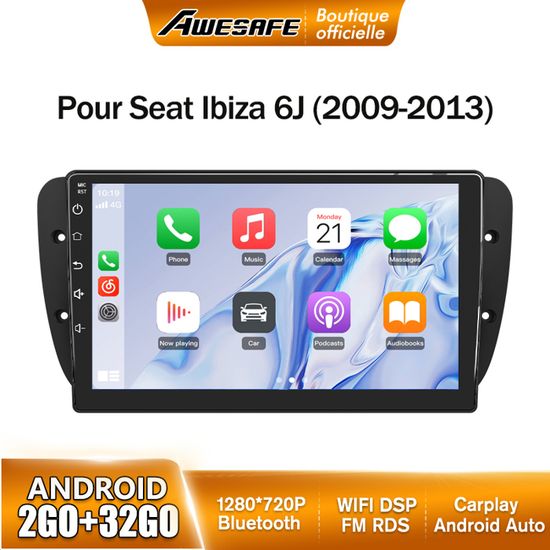 AWESAFE Autoradio Android 13 pour Seat Ibiza 6j (2009-2013) 2Go+32Go 9'' écran Tactile avec ...