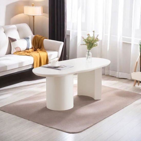 Table basse irrégulière courbée - AAPAAS - Blanc brillant - 100cm long ...