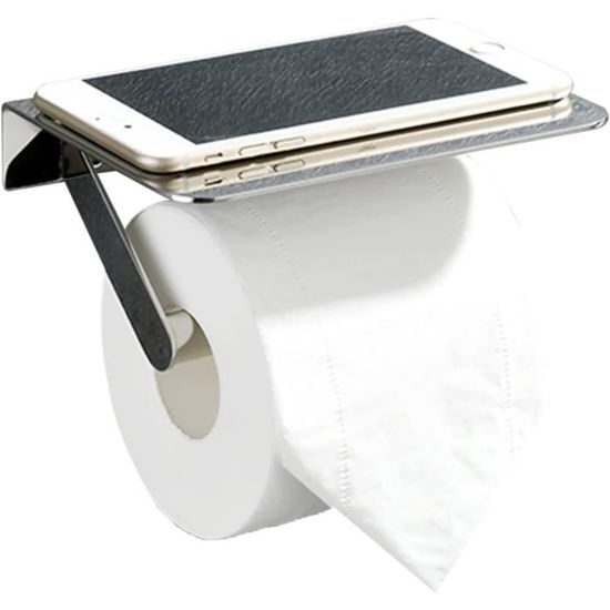 Support Papier Toilette Avec Etagère Derouleur Papier Wc Sans Percage ...