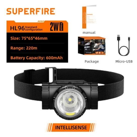 Lampe frontale - RUMOCOVO - SUPERFIRE HL96 - Rechargeable - Étanche - 220m portée - Cdiscount Jardin