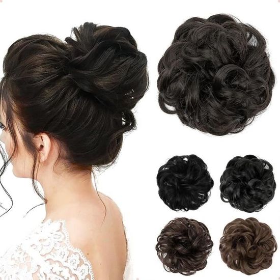 Chignon Postiche Cheveux Grande Postiches Bouclés Ondulés Chouchou ...