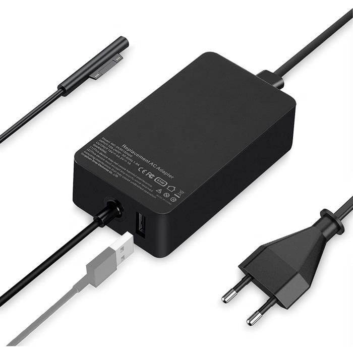 Chargeur surface pro 65w, compatible avec surface pro 3 4 5 6 7 surface ...