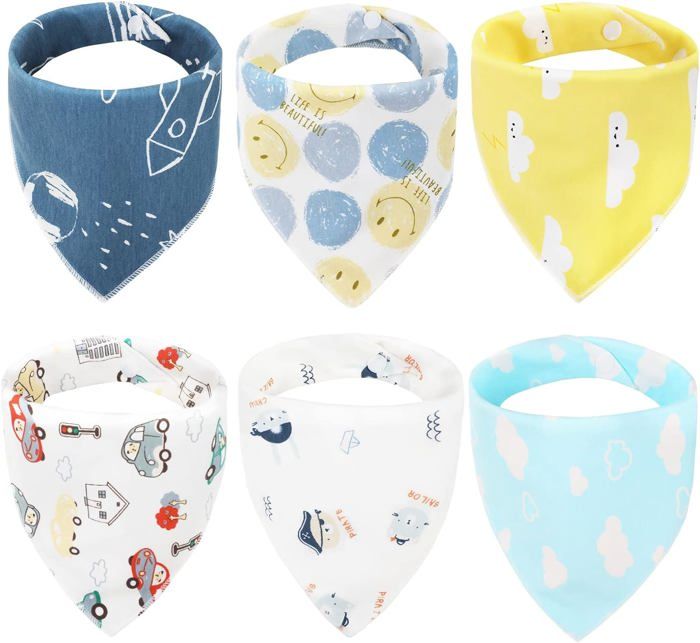 Lot de 6 bavoirs pour bébé, bavoirs pour bébé Bandana Bave pour garçons ...
