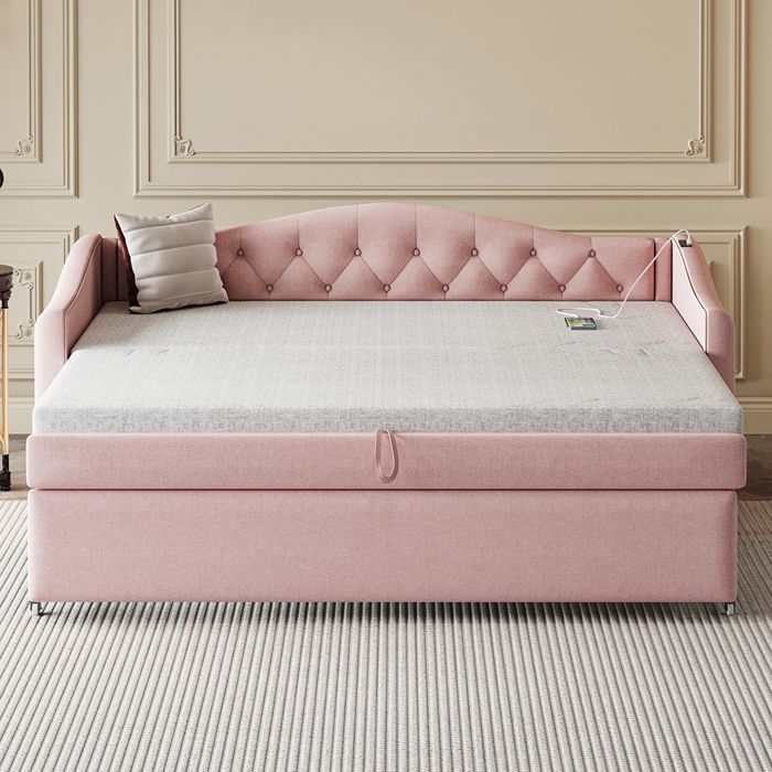 Lit 90x200 cm Extensible Avec Port USB Forme Classique avec Sommier Lit ...