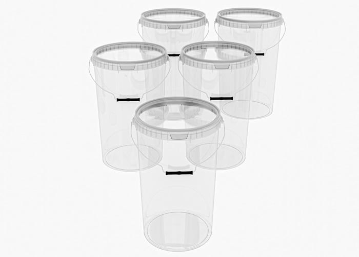 MARMOS-PLAST Lot de 5 seaux de 25 litres en plastique transparent avec ...