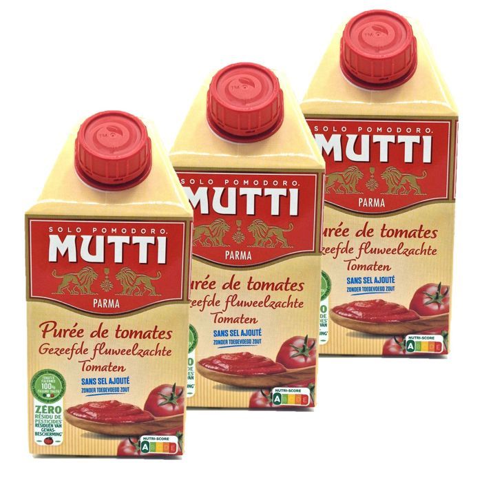 Mutti - Lot 3x Purée de tomates - Zéro résidu de pesticides - Brique ...