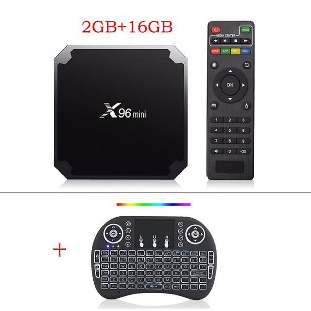 Ue Plug - Keybo rétroéclairé 2G16G - Boîtier Tv X96 Mini, Android 9.0, Amlogic S905w Quad Core ...