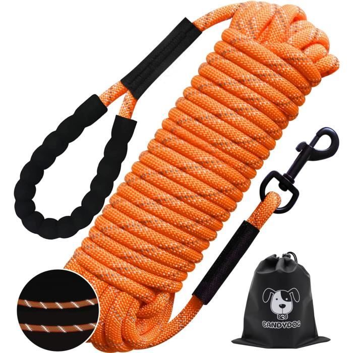 Longe pour Chien 20m, Long Laisse Chien Corde avec Poignée Rembourrée pour Chiens, Convient aux ...